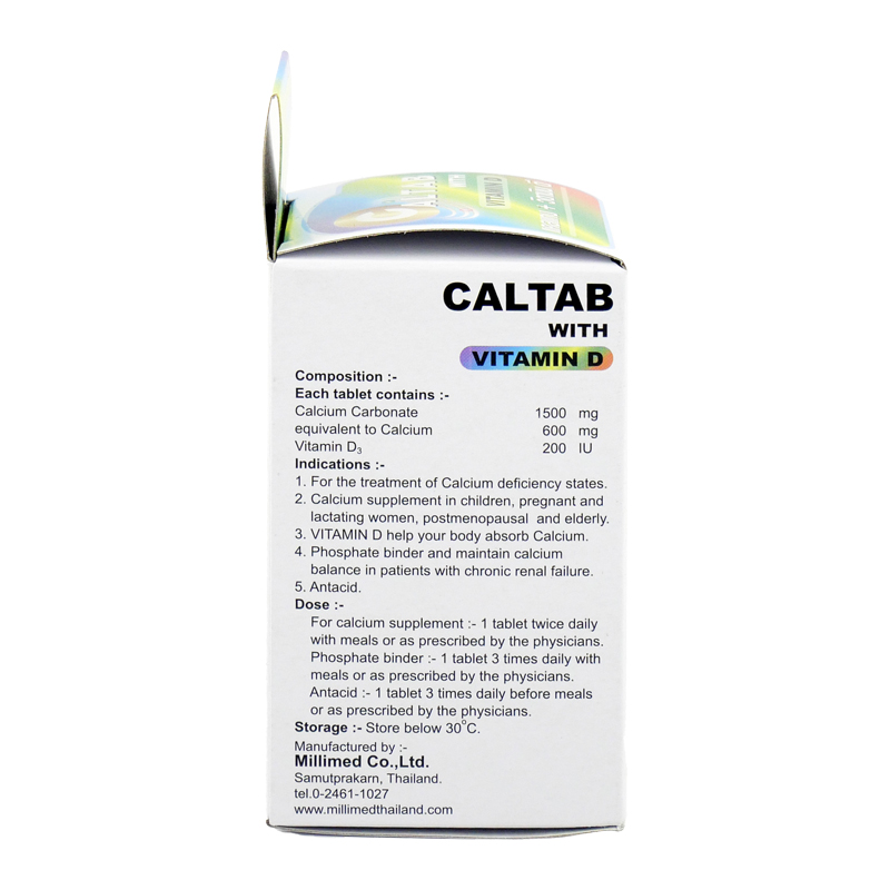 แคลแทบ (มิลลิเมด) Caltab+Vit D 30's - Radutit9