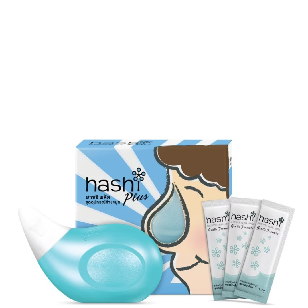 ฮาชชิพลัส - ชุดน้ำเกลือล้างจมูก Hashi plus (ขวด+น้ำเกลือ15ซอง) - Radutit9
