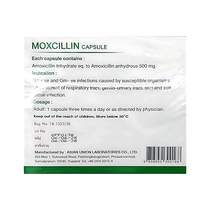 อม็อกซี่ 500mg (AU) แผง.ฟ้า-เขียว Moxcillin 50x10's - Radutit9