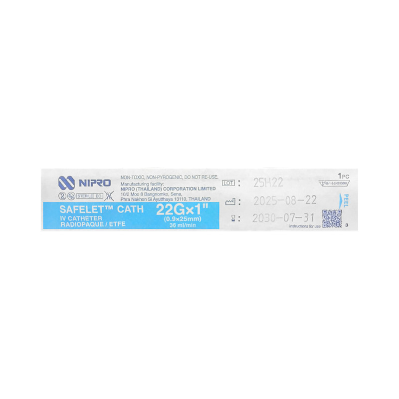 เข็มให้น้ำเกลือ Nipro (ฟ้า) Safelet cath 22Gx1" / กล.50ชิ้น - Radutit9